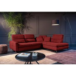Ecksofa Alina, B:260cm H:127cm T:228cm, rot, Struktur fein TCM (100% Polyester), Wohnzimmer, Sofas, "Louis", Breite 260 cm, R&uuml;ckenlehnenverstellung,