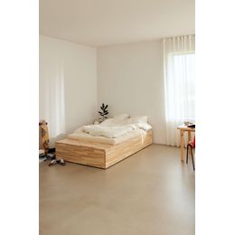 Karup Design "Basement Bed, Stauraumbett, Bett optional mit oder ohne Sitzbank" Bett mit integriertem Stauraum, inkl Lattenrost, FSCzertifiert