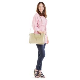 CLUTY Damen Henkeltasche, beige, Leder, Reptilienpr&auml;gung, Taschen, echt Leder, Made in Italy