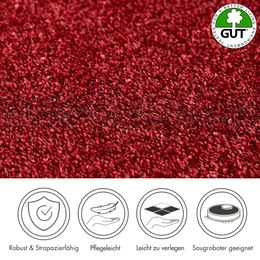 ANDIAMO Teppichboden "Verona, Velours, Made in Belgium", B : 400cm 1 Stk., 6mm, L: 200cm, rot, Schlafzimmer, Teppiche, Uni Farben, Breite 400 cm oder
