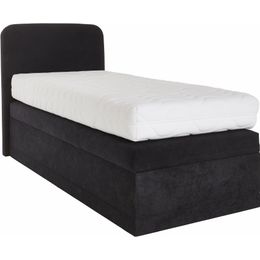 Boxspringbett, B:105cm L:212cm, schwarz, Westfalia Schlafkomfort, Box und Kopfteil: Microvelours (100% Polyester) oder Kunstleder (Polyurethan);Bezug