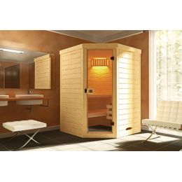 Weka Sauna "Massivholz-Elementsauna LAUK", Saunaofen, externe Steuerung, 4,5 kW, beige, Saunen, Blockbohlen,vorgefertigte Elemente, moderne