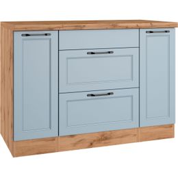 Kochfeldumbauschrank KOCHSTATION, B:120cm H:86cm T:60cm, blau, Holzwerkstoff, MDF, Schr&auml;nke, "KS-Lana", Breite 120 cm