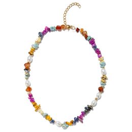Firetti Damen Collier "Schmuck Geschenk Halsschmuck Halskette Edelstein Farbstein Achat", Messing Perlen, L: 45 B: 10mm, bunt, Messing, Perlen,