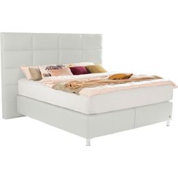 Boxspringbett Alina, B:208cm L:215cm, wei&szlig;, Leder EA (100% Echtleder), Komplettbetten, "Paige", hohes Kopfteil, in unterschiedlichen Ausf&uuml;hrungen