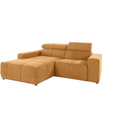 Ecksofa DOMO collection, B:214cm H:80cm T:175cm, orange, 92% Polyester 8% Nylon, Wohnzimmer, Sofas, "Brandon, inkl. Kopfteilverstellung, B/T/H: