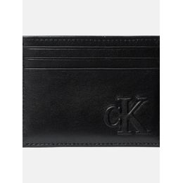 Damen Kartenetui "SCULPTED IMPRESSION CARD CASE", Calvin Klein Jeans, schwarz, Leder, unifarben, Basic, Kleinlederwaren, Unisex Mini-Geldbörse,