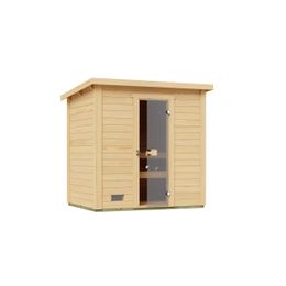 Weka Saunahaus "Kaapi 2", Bio-Kombiofen, externe Steuerung, 9 kW, beige, Garten, Saunen, Blockbohlen aus Fichtenholz