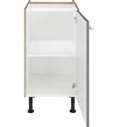 Unterschrank Optifit, B:40cm H:87cm T:58,4cm, grau, K&uuml;che, Schr&auml;nke, "Bern", 40 cm breit, mit 1 T&uuml;r mit h&ouml;henverstellbaren F&uuml;&szlig;en, mit Metallgriff
