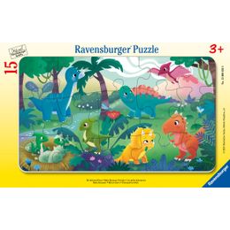 Ravensburger Kinder Rahmenpuzzle "Die kleinen Dinos", bunt, B:25cm H:14,5cm, Puzzles, Made in Europe