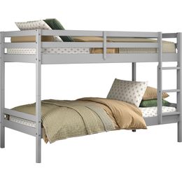 Lüttenhütt Etagenbett LÜTTENHÜTT, B:100cm H:140cm L:208cm, grau, Kinderzimmer, Etagenbetten, "Mora Bett Kinderbett Leiterbett Stockbett Holzbett Bestseller",