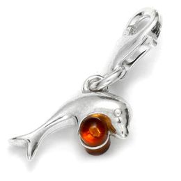 OSTSEE-SCHMUCK Damen Kettenanh&auml;nger "- Delphin - Silber 925/000 - Bernstein", Silber 925 (Sterlingsilber), silber, Silber 925 (Sterlingsilber),