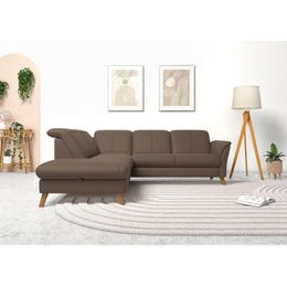 Sit & More Ecksofa SIT & MORE, B:250cm H:91cm T:220cm, braun, 100% Polyester, Wohnzimmer, Sofas, "Romero L-Form", wahlweise mit oder ohne TV-Funktion,