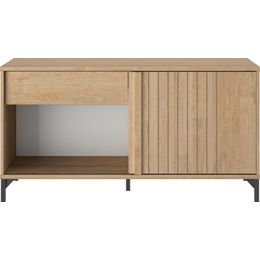 Aktenschrank GAMI, B:135cm H:70cm T:40cm, braun, Spanplatte, B&uuml;ro, Schr&auml;nke, "Faro", moderner Industrial Look