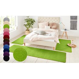 Bettumrandung Hanse Home, H:8mm, gr&uuml;n, Obermaterial: 100% Polypropylen, Schlafzimmer, Bettumrandungen, "Shashi", Kurzflor, Unifarben, Teppich,