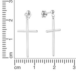 ZEEme Damen Paar Ohrh&auml;nger "Silber 925 rhodiniert mit Kreuz-Motiv 35mm lang", one-size, Silber 925 (Sterlingsilber), wei&szlig;, Silber 925