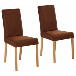 4-Fu&szlig;stuhl Home Affaire, B:44cm H:91cm T:56cm, braun, Holzwerkstoff, Massivholz, St&uuml;hle, "Bologna", Gestell aus Massivholz