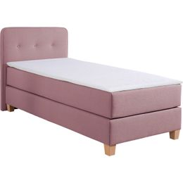 Boxspringbett Home Affaire, B:103cm L:207cm, lila, Struktur fein (100% Polyester);Samtstoff (100% Polyester), Komplettbetten, "Fargo", inkl. Topper,