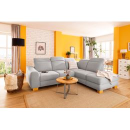 Ecksofa Home Affaire, B:263cm H:86cm T:219cm, grau, Struktur fein (100% Polyester), Wohnzimmer, Sofas, "Dundee L-Form", wahlweise mit