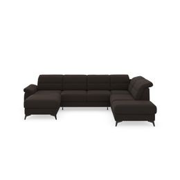 Sit & More Wohnlandschaft SIT & MORE, B:326cm H:85cm T:220cm, braun, 90% Polyester, 10% Polyamid, Sofas, "Sinatra U-Form", optional mit Kopfteilverstellung und