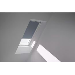 Velux Verdunklungsrollo "DKL 4581SWL, Farbe: blaugrau", M06, stufenlos positionierbar, blau, Rollos, wei&szlig;e F&uuml;hrungsschienen & Griffleiste