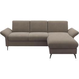 Ecksofa Home Affaire, B:251cm H:93cm T:164cm, braun, 100% Polyester, Wohnzimmer, Sofas, "Rochelle", wahlweise mit Bettfunktion, Bettkasten und