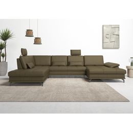 Wohnlandschaft Places of Style, B:363cm H:89cm T:223cm, grün, Luxus-Microfaser (90% Polyester, 10% Polyamid);Samtoptik (100% Polyester), Sofas,