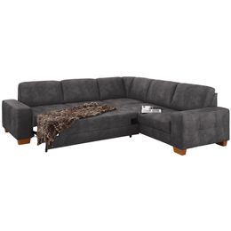 Ecksofa Home Affaire, B:276cm H:86cm T:271cm, grau, Luxus-Microfaser Lederoptik (100% Polyester);Luxus-Microfaser (100% Polyester);Luxus-Microfaser