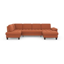 Sit & More Wohnlandschaft SIT & MORE, B:338cm H:88cm T:172cm, orange, 90% Polyester 10%Polyamid, Sofas, "Westham U-Form", wahlweise mit Bettfunktion,