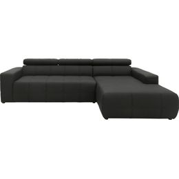 Ecksofa DOMO collection, B:285cm H:80cm T:175cm, schwarz, Luxus-Microfaser in Antikleder-Optik (100% Polyester);Luxus-Microfaser (100%