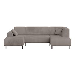 Wohnlandschaft Home Affaire, B:300cm H:81cm T:163cm, grau, 100% Polyester, Sofas, "ARROS U-Form mit Wellenunterfederung, Ma&szlig;e B/T/H: 300/163/81 cm",