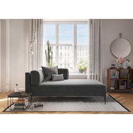 Recamiere Home Affaire, B:210cm H:89cm T:104cm, grau, Samtoptik (100% Polyester);Struktur fein (100% Polyester);Samtcord (92% Polyester, 8%