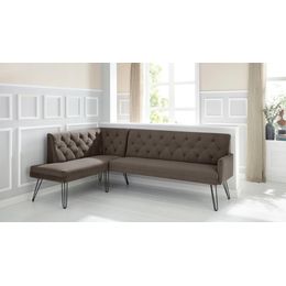 Eckbank, B:158cm H:90cm T:236cm, grau, exxpo - SOFA FASHION, 100% Polyester, Esszimmer, Sitzb&auml;nke, "Doppio, Chesterfield Optik, komfortabel und