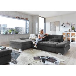 Ecksofa DIE PLANBAR, B:331cm H:84cm T:124cm, grau, 100% Polyester, Wohnzimmer, Sofas, "MP-IN17004 L-Form", wahlweise mit Bettfunktion, Sitztiefen-