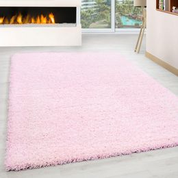 Hochflor-Teppich my home, B:280cm H:45mm L:390cm, rosa, Kunstfaser, Teppiche, "Viva", Uni Farben, einfarbig, besonders weich und kuschelig,