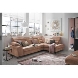 Musterring Ecksofa, B/H/T: 317cm x 86cm x 220cm, Flachgewebe, Armlehne links, Sitztiefenverstellung,Kopfteilverstellung,Bettfunktion,Schubkastenfamosa siena,