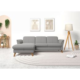 Sit & More Ecksofa SIT & MORE, B:245cm H:91cm T:178cm, silber, 90% Polyester 10%Polyamid, Wohnzimmer, Sofas, "Romero L-Form", wahlweise mit oder ohne