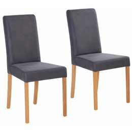 4-Fu&szlig;stuhl Home Affaire, B:44cm H:91cm T:56cm, grau, Holzwerkstoff, Massivholz, St&uuml;hle, "Bologna", Gestell aus Massivholz