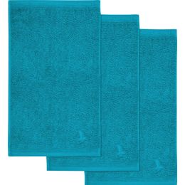 M&ouml;ve G&auml;stehandt&uuml;cher M&Ouml;VE, B:30cm L:50cm, blau, Walkfrottee, Baumwolle, Handt&uuml;cher, "Superwuschel", G&auml;stehandt&uuml;cher Set mit Bord&uuml;re, 100% Premium Cotton