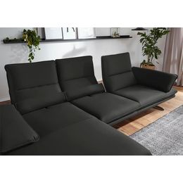 Ecksofa W.Schillig, B:291cm H:94cm T:164cm, grau, Longlife Xtra-Leder Z59: Glattleder mit modischer Pr&auml;gung. Hautst&auml;rke 0, 9 - 1, 1 mm, Wohnzimmer,