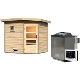 Karibu Saunahaus "Tore", Bio-Ofen, externe Steuerung, 9 kW, beige, Garten, Saunen, Ofen 9 kW Bio externe Strg easy