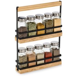 zeller PRESENT Gew&uuml;rzst&auml;nder "Set, 11-tlg., Glas/Metall/Bambus", B:4,7cm H:30cm, braun, Gew&uuml;rzstreuer, hochwertig, moderner Materialmix