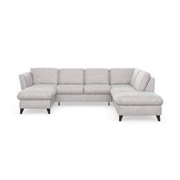 Wohnlandschaft Home Affaire, B:307cm H:86cm T:213cm, silber, 95% Polyester, 5% Polyamid, Sofas, "Trelleborg U-Form", wahlweise mit Bettfunktion und