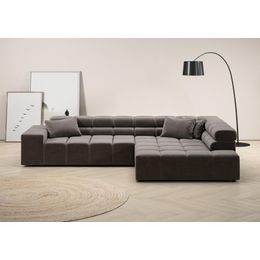 Ecksofa Inosign, B:319cm H:70cm T:215cm, grau, Struktur (85% Polyester, 15% Viskose);Luxus-Microfaser weich (98% Polyester, 2% Nylon);Velours (100%