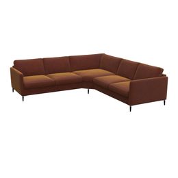 Ecksofa FLEXLUX, B:249cm H:85cm T:92cm, braun, 100% Polyester, Wohnzimmer, Sofas, "Fiore, L-Form, bequem und komfortabel durch hochwertigem