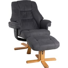 TV-Sessel Duo Collection, B:86cm H:105cm T:96cm, grau, Luxus-Microfaser (100% Polyester), Sessel, "Bordeaux", mit Hocker und Relaxfunktion, 360 Grad