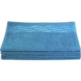 Seiftuch Dyckhoff, B:30cm L:30cm, blau, Baumwolle, Waschlappen, "Wave", mit Jacquard-Bord&uuml;re