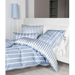 Wendebettw&auml;sche Janine, blau, Mako-Satin, Obermaterial: 100% Baumwolle, Bettw&auml;sche, "modernclassic 39028-28", mit Rei&szlig;verschluss