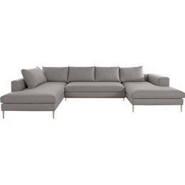 Wohnlandschaft OTTO products, B:371cm H:83cm T:210cm, grau, Struktur fein: aus recycleten PET-Flaschen (100% PES), Sofas, "Finnja, viel Platz,