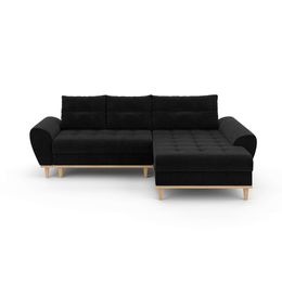 Ecksofa Home Affaire, B:268cm H:86cm T:175cm, schwarz, 100% Polyester, Wohnzimmer, Sofas, "Ahrdorf mit Bettfunktion und Bettkasten, Ma&szlig;e: B/H/T
